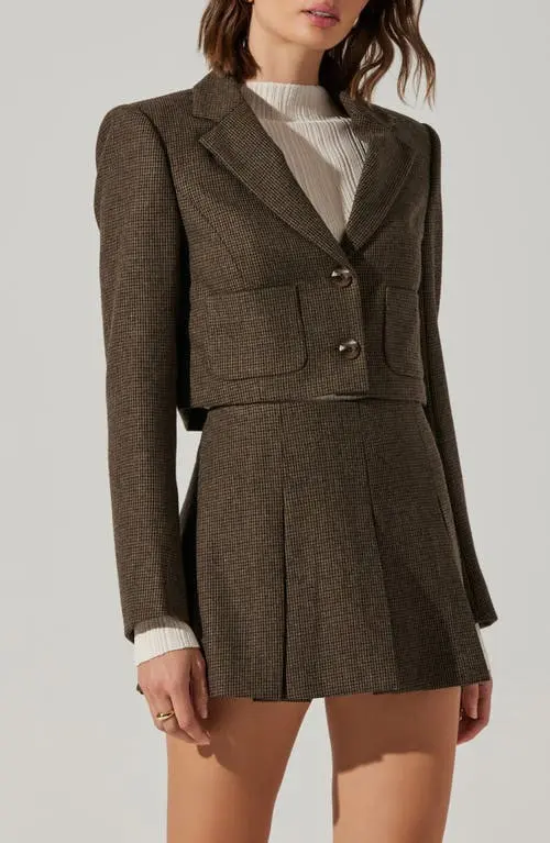 Astr The Label Siarah Houndstooth Crop Jacket