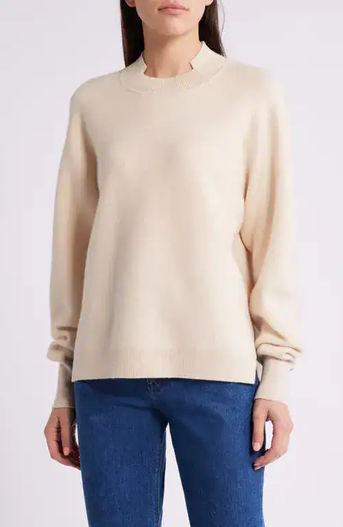 Hugo Boss Fariola Wool Cashmere Mock Neck Sweater In Beige