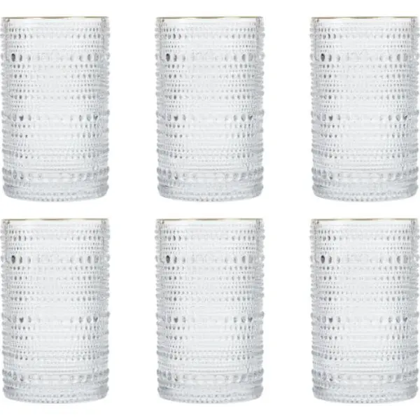 FORTESSA Jupiter Set Of 6 Gold Rim Beverage Glasses - Clear