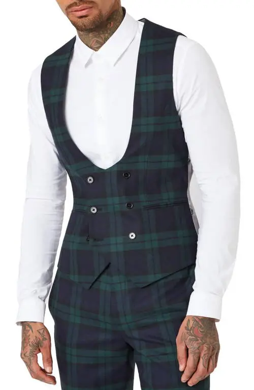 TWISTED TAILOR Ginger Skinny Fit Plaid Waistcoat
