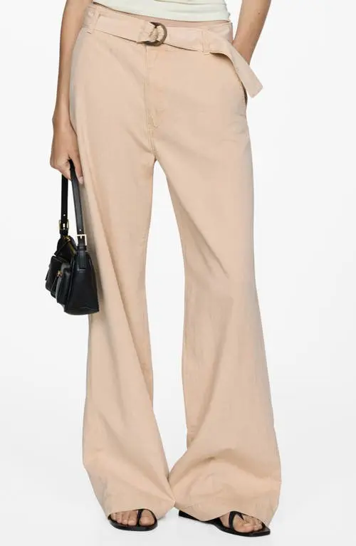 Mango Belted Wide-leg Pants