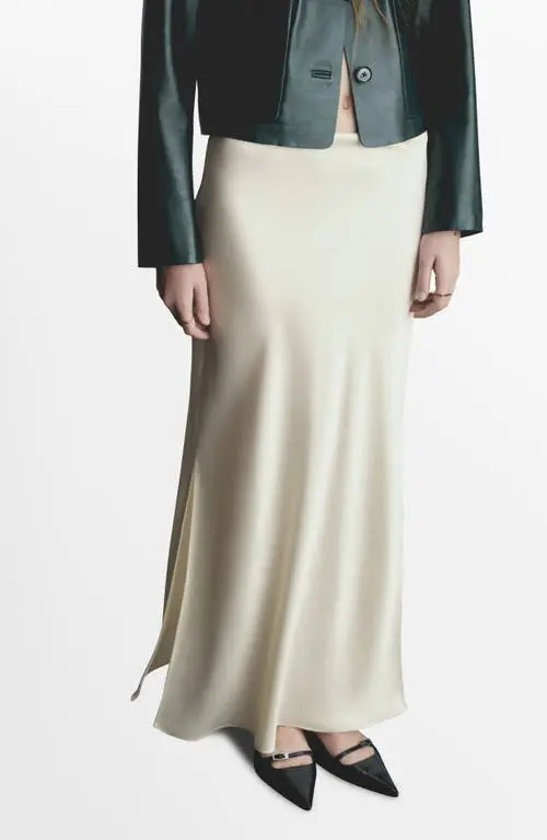 Mango Stretch Satin Maxi Skirt - Sand