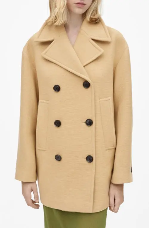 Mango Double Breasted Virgin Wool-blend Coat