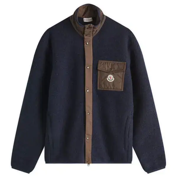Moncler Fleece Button-Down Shirt Jacket - Navy | Editorialist
