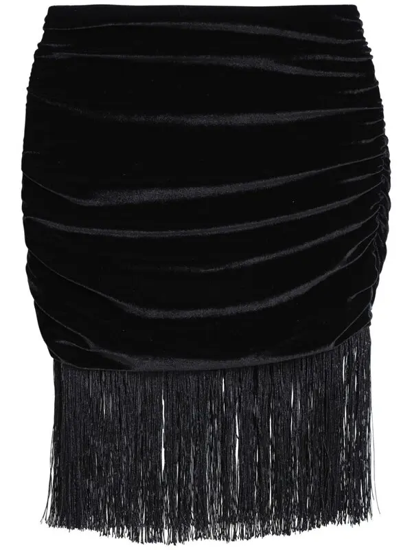 AMIR SLAMA Velvet Fringe Mini Skirt
