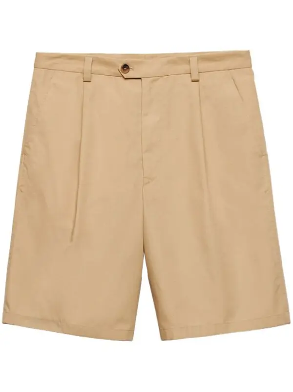 Prada Poplin Bermuda Shorts - Neutrals