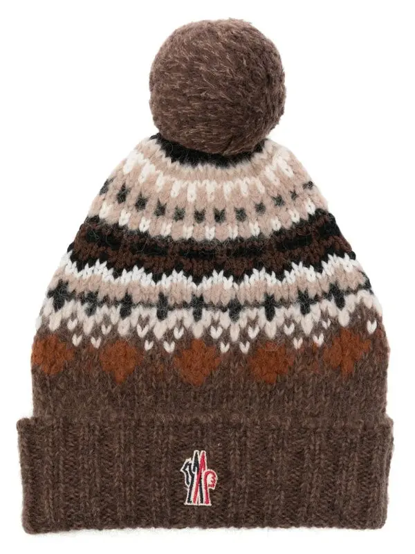 Moncler Fair Isle Intarsia Beanie - Brown
