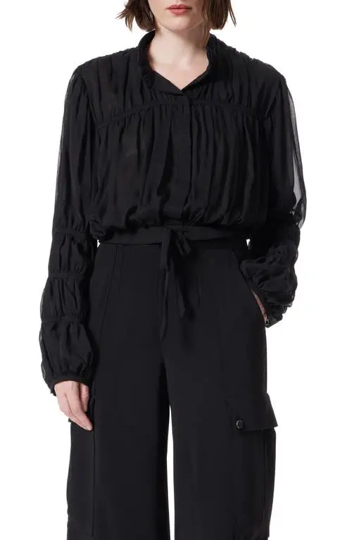 DO BY DEE OCLEPPO Smocked Chiffon Top - Black