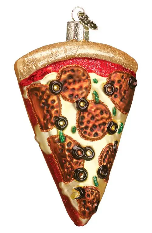 OLD WORLD CHRISTMAS Pizza Slice Glass Ornament