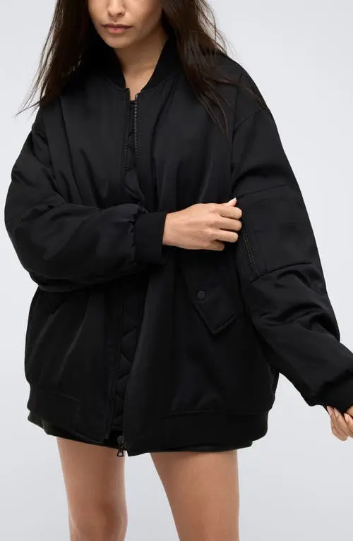 KENNETH COLE Oversize Satin Bomber Jacket