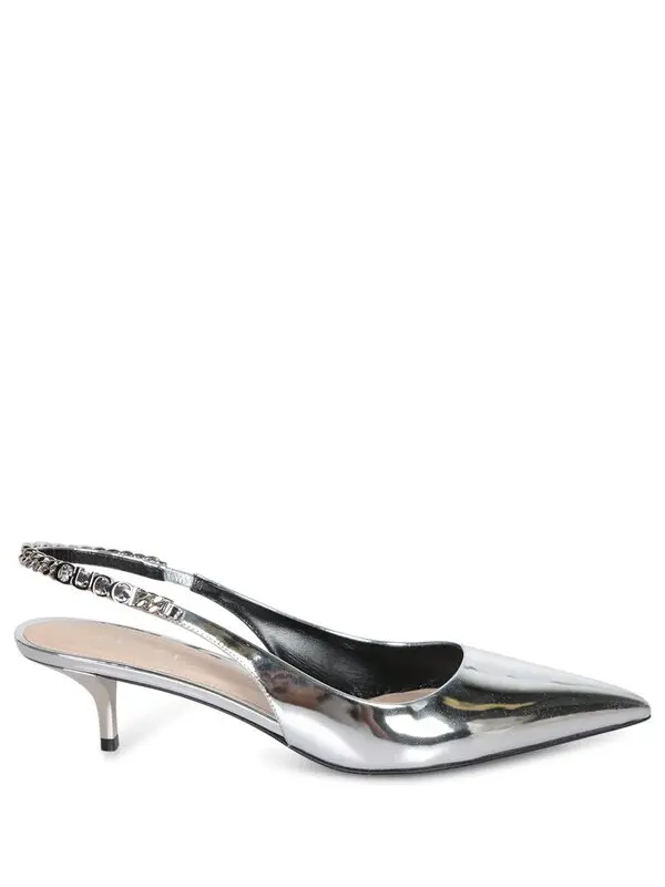 Gucci Metallic Leather Slingback Sandal - Grey