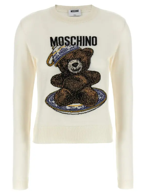 Moschino Intarsia Virgin Wool Sweater - White