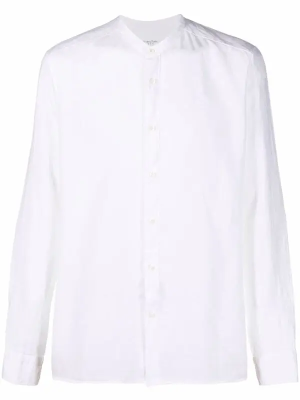TINTORIA MATTEI 954 Stand-up Collar Linen Shirt - White