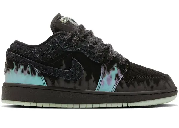 JORDAN 1 Low Sneakers - Black/green Frost/black Raspberry