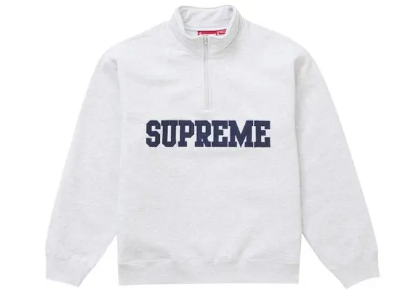 Supreme Collegiate Half Zip Pullover - Ash Grey