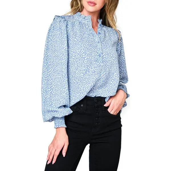 GIBSONLOOK Dot Print Woven Blouse