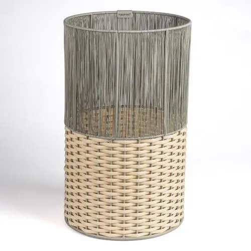 HAPPIMESS Harper Modern 2-tone Faux Wicker Cylinder Waste Basket - Gray/cream