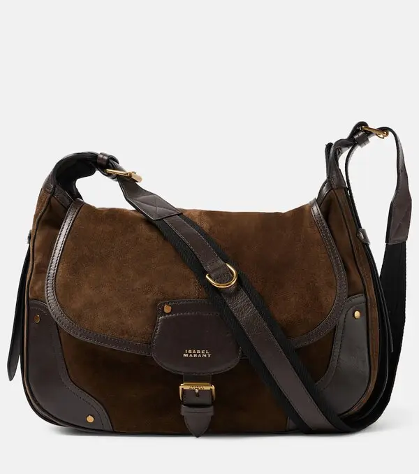 Isabel Marant Sierra Leather-trimmed Suede Shoulder Bag - Brown