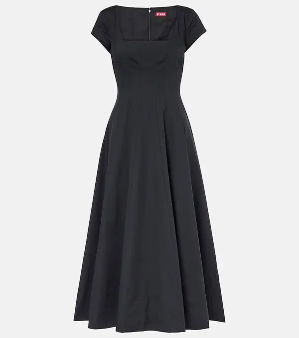 Staud Cotton Poplin Midi Dress - Black