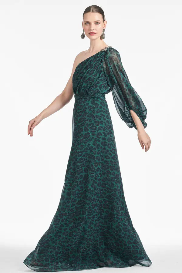 Sachin & Babi Makayla Leopard Print Gown - Natural