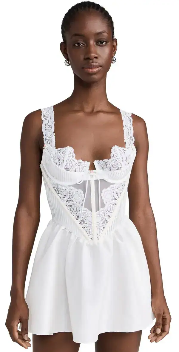 For Love & Lemons Isabella Slip Dress In White - 70% Off