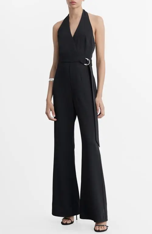 Mango Halter Neck Wide Leg Jumpsuit