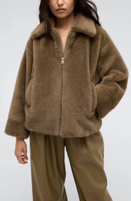 KENNETH COLE Faux Fur Zip Up Jacket
