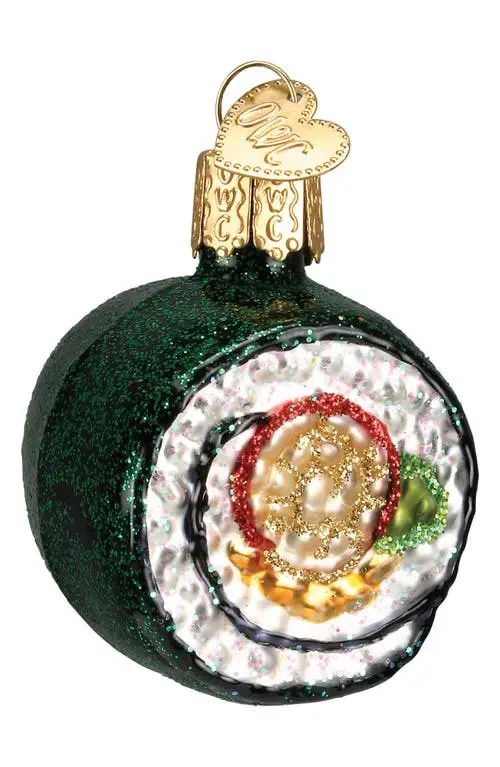 OLD WORLD CHRISTMAS Sushi Roll Glass Ornament - Green/white/red/yellow