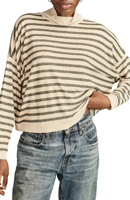 Lucky Brand Stripe Cowl Neck Knit Top - Natural Stripe