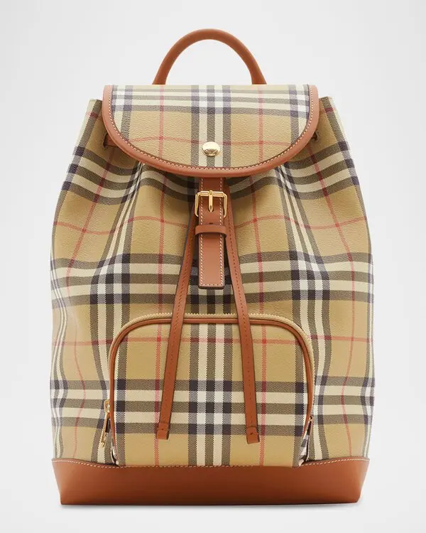 Burberry Check Drawstring Backpack - Vintage Check Briar Brown