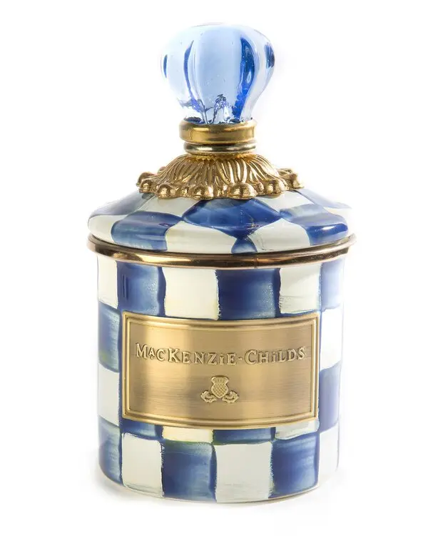 MACKENZIE-CHILDS Royal Check Mini Enamel Canister - Blue/white