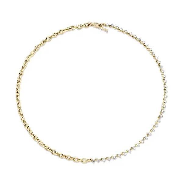 Lizzie Mandler 18k Gold Diamond Tennis Necklace - 18k Gold,white Diamond