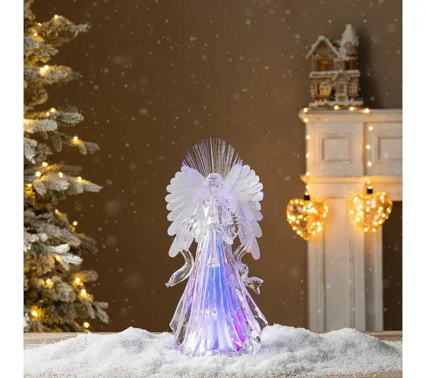 GLITZHOME 12'h Led Color Changing Lighted Angel Figurine