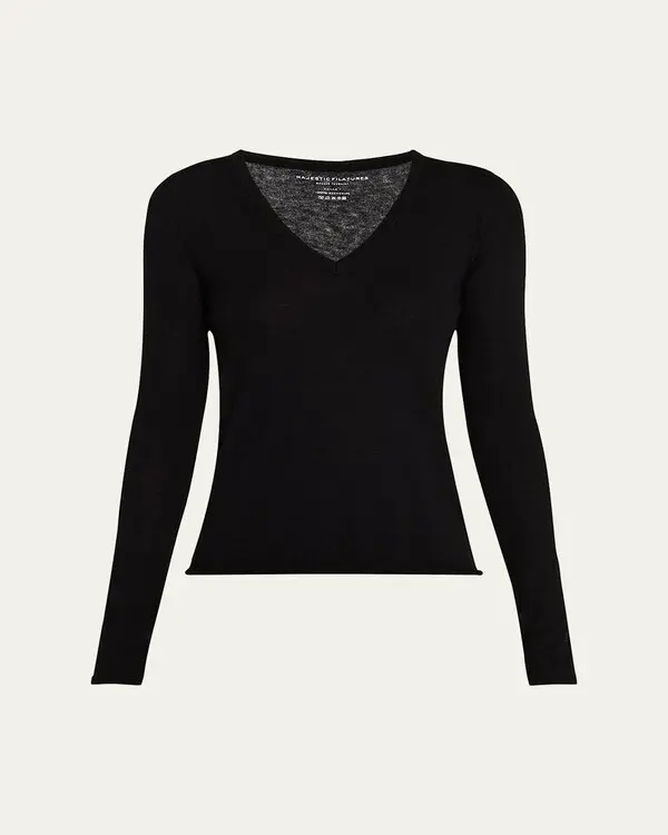 Majestic Filatures Machine Washable Cashmere Pullover - 002 Noir
