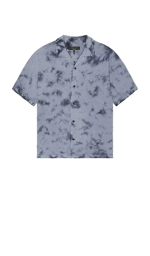 Rag & Bone Avery Washed Short Sleeve Shirt In Grey
