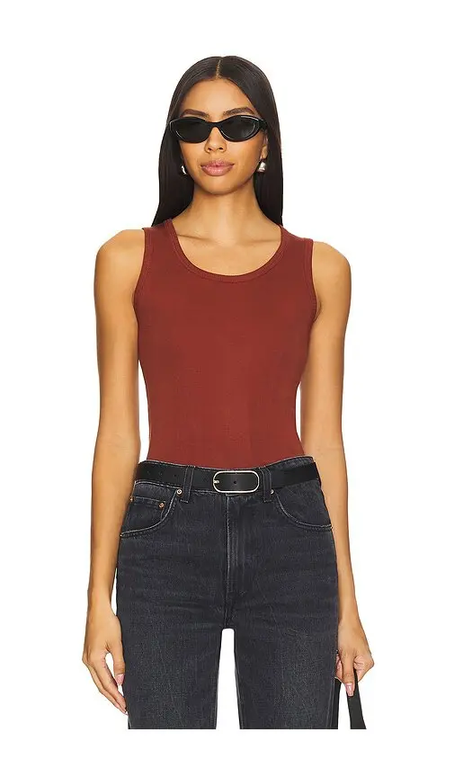 Goldie Cotton Rib Tank Top - Mahogany