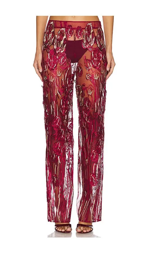KIM SHUI Full Length Embroidered Pants