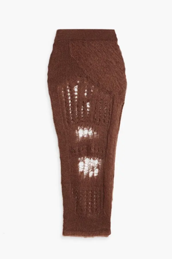 Rick Owens Open-knit Maxi Skirt - Brown