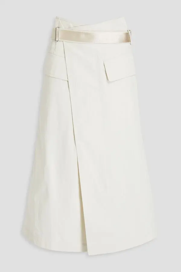 Helmut Lang Cotton-blend Twill Wrap Midi Skirt - Ivory