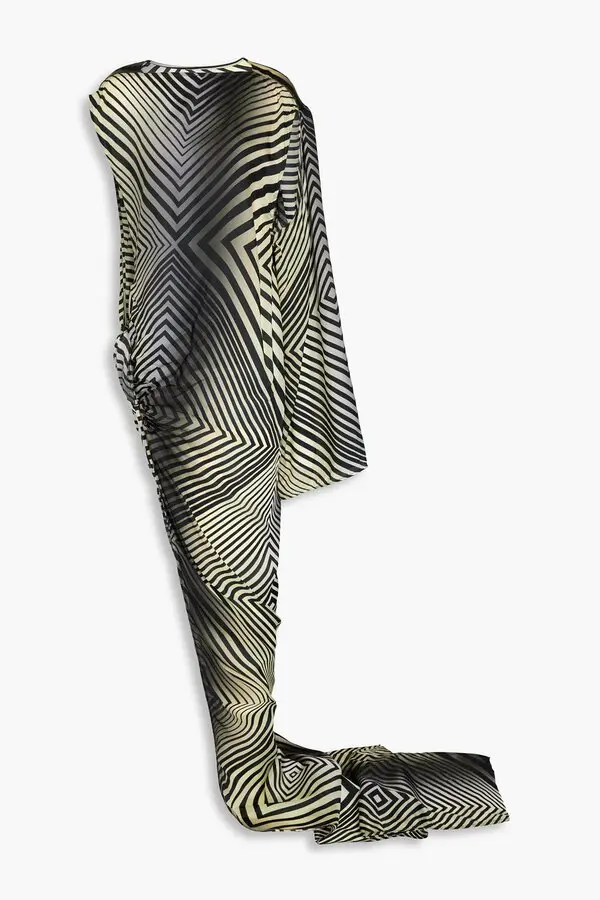 Rick Owens Edfu Onesleeve Printed Cuprovoile Maxi Dress