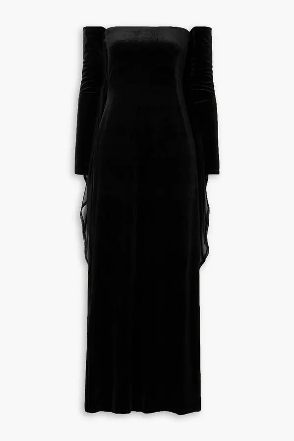 Michael Lo Sordo Strapless Velvet Maxi Dress