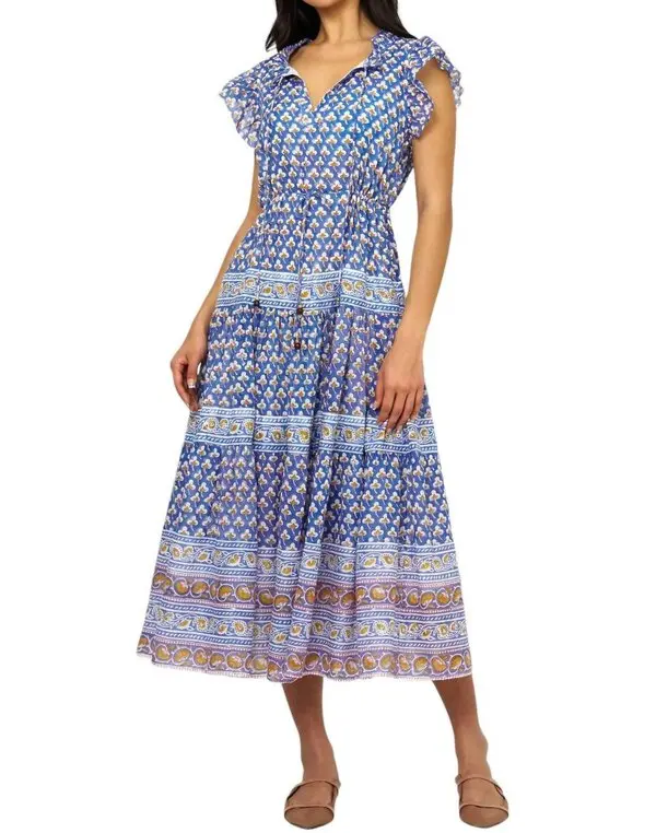Buy Oliphant Cinched Flirty Midi Dress In Clover - Blue At 35% Off ...
