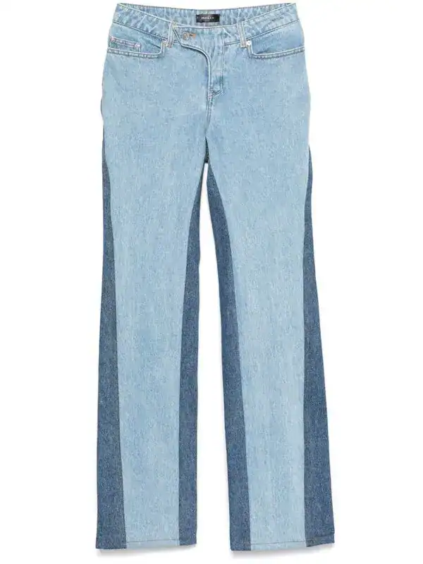Mugler Bi-Color Straight-Leg Jeans - Blue | Editorialist