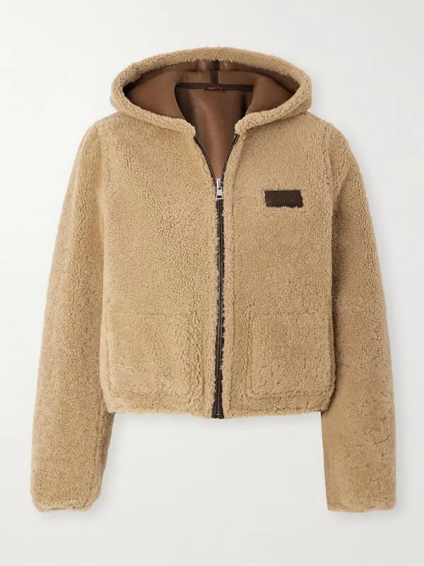 Gucci Cropped Hooded Reversible Shearling Jacket - Brown