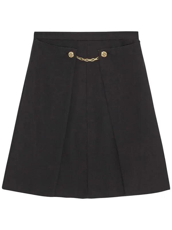 GANNI Tailored Twill Midi Skirt - Black