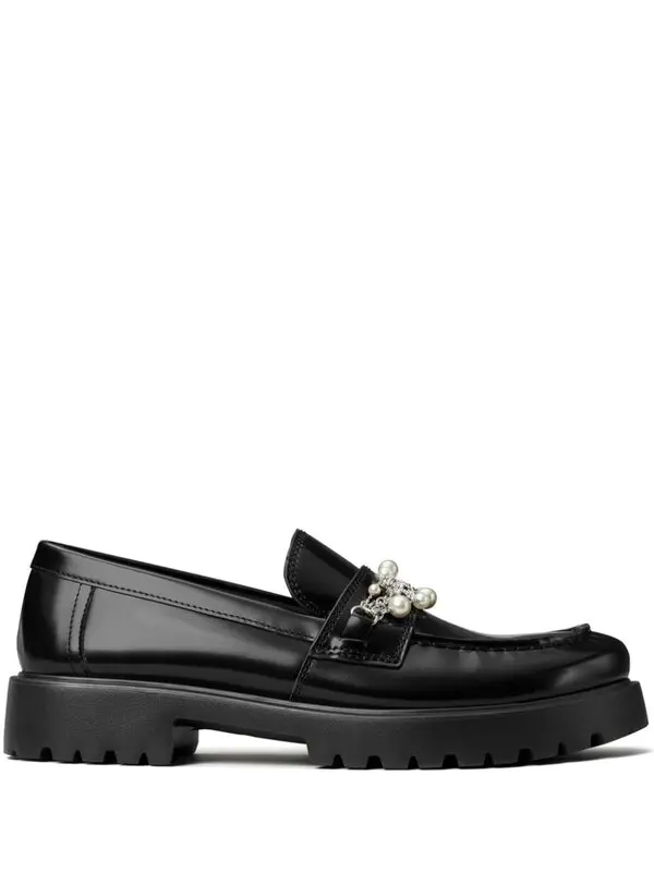 Tory Burch Embellished Lug Loafers - Black