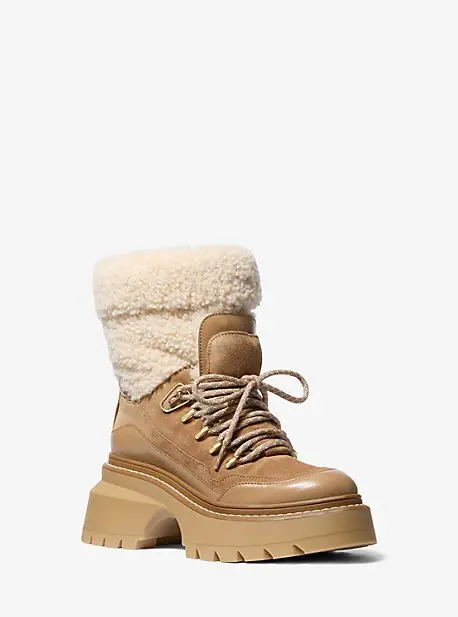 Michael Kors Shiloh Mixed-media Boots - Natural