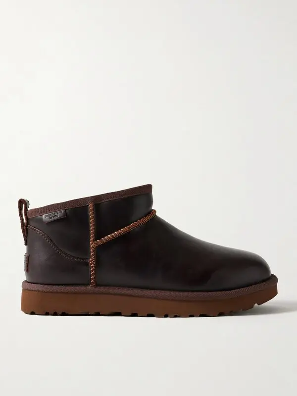 UGG Classic Ultra Mini Leather Ankle Boots - Brown