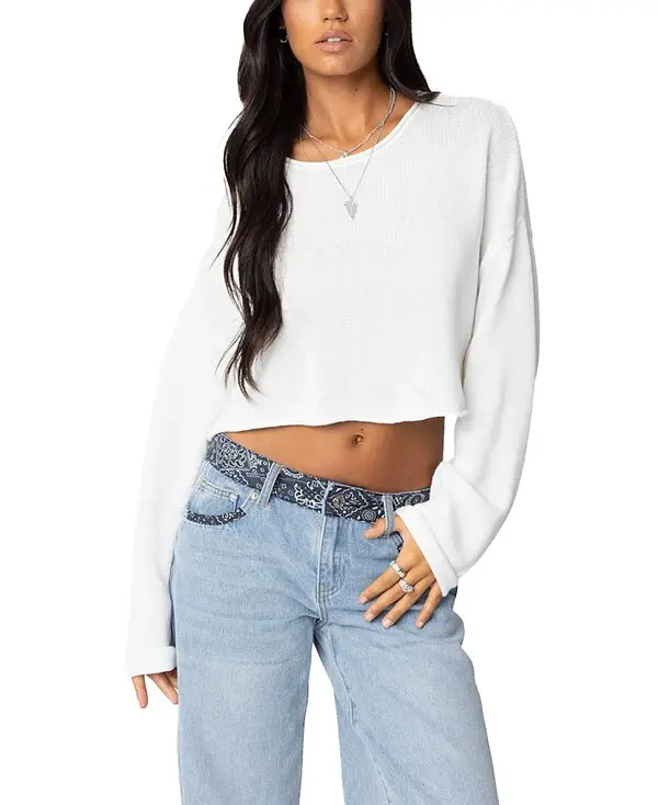 EDIKTED Shyrah Oversized Knit Top - White