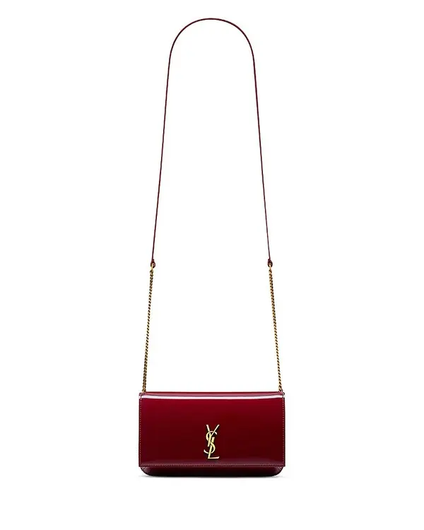 Saint Laurent Cassandre Crossbody Bag Phone Holder With Strap - Grenade Patent/gold